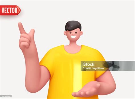 행복한 쾌활한 청년은 손바닥을 벌리고 손가락을 위로 향하게합니다 캐주얼 한 옷을 입은 어린 잘 생긴 소년이 손을 벌려 보여줍니다