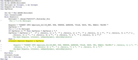 Vba Et Mysql Macro Pour Inserer Des Données Dans Mysql Macros Et Vba Excel
