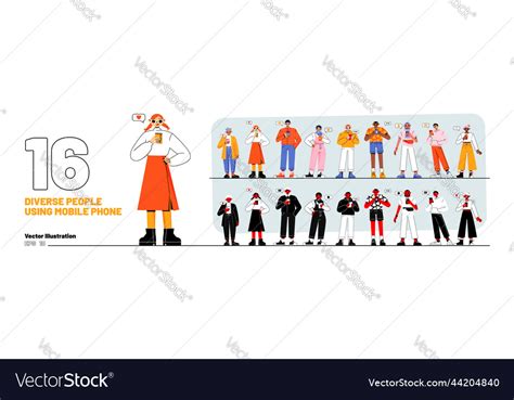 Set Of Diverse People Using Mobile Phones Vector Image