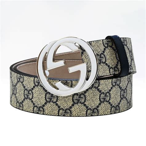 【楽天市場】グッチ Gucci ベルト メンズ Ggスプリームキャンバス インターロッキングg バックル ベージュ×ネイビー 411924