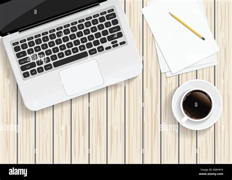Office Desk Workplace Desk Table With Laptop Glasses Notebook