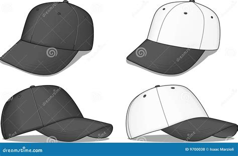 Black And White Baseball Caps Stock Vector Illustration Of Isolated