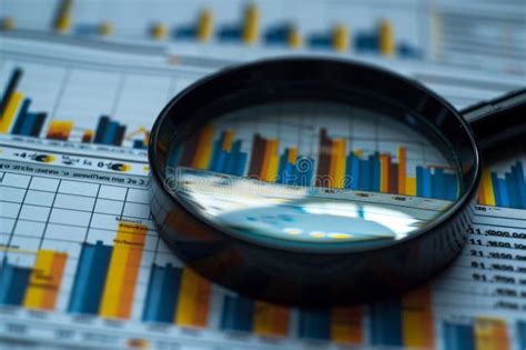 Analyzing Data Top View With Magnifying Glass Business Concept Stock