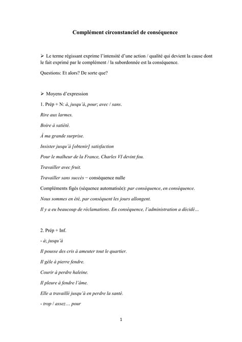 Complément circonstanciel de conséquence