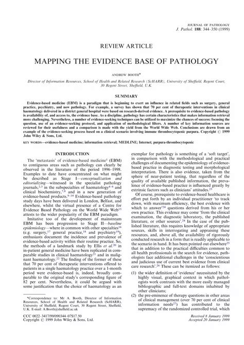 Pdf Mapping The Evidence Base Of Pathology Dokumen Tips