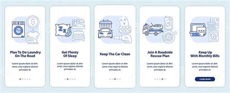 Road Trip Recommendations Light Blue Onboarding Mobile App Screen Stock Vector Illustration Of