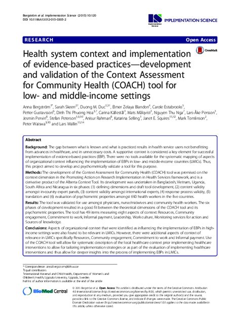 Pdf Health System Context And Implementation Of Evidence Based