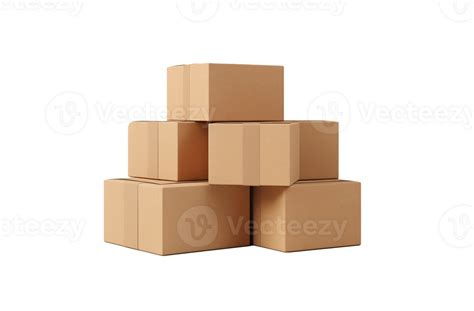Ai Generated Group Of Simple Cardboard Boxes Png