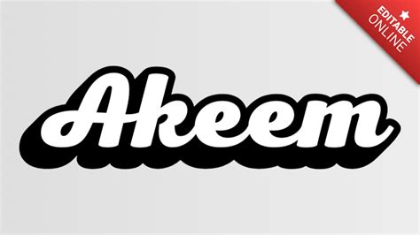 Akeem Black White 3d Text Effect Generator