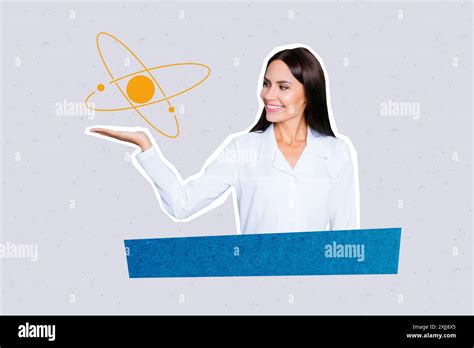 Collage Young Professor Lab Medical Worker Woman Atomic Research Invention Chemistry Explore