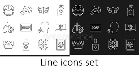 Set Line Virus Statistics On Monitor Laptop Medical Protective Mask