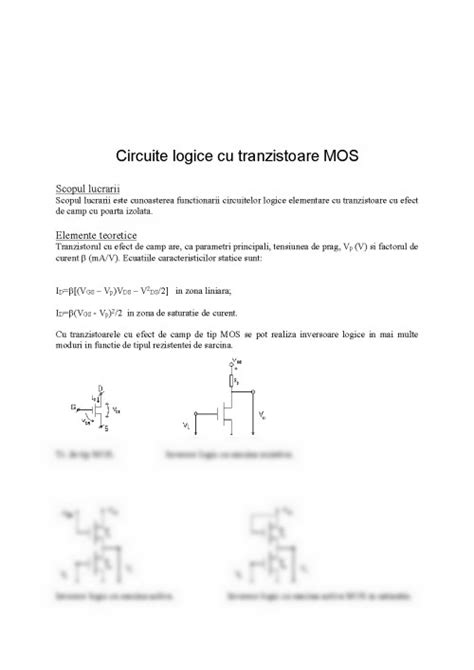 Laborator Circuite Logice Cu Tranzistoare Mos 381708