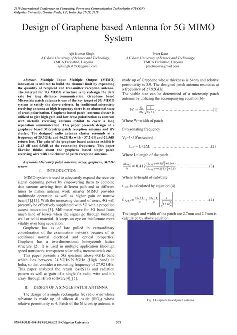Pdf Design Of Graphene Based Antenna For 5g Mimo System