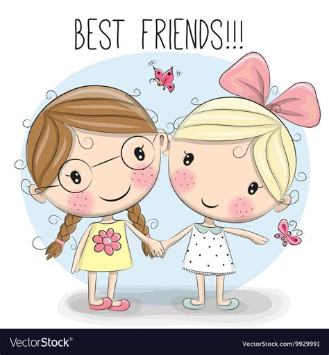 Two Cute Cartoon Girls Royalty Free Vector Image