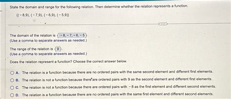 Solved State The Domain And Range For The Following Chegg Com