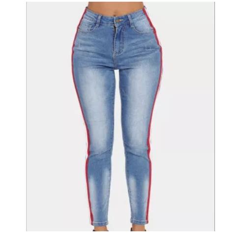 Fashion Mfed Striped Splicing Slim Fit High Waist Jeans Jumia Nigeria