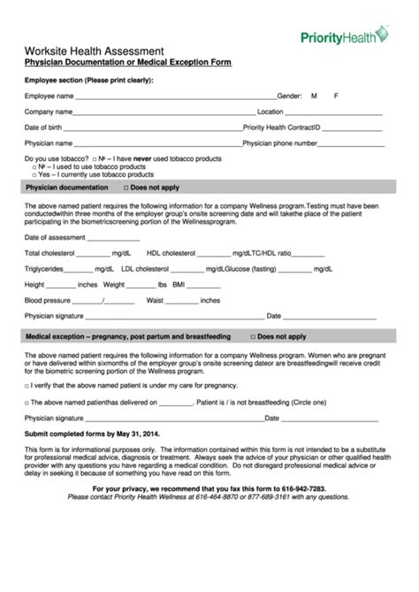 Physician Documentation Or Medical Exception Form Printable Pdf Download