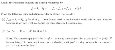 Solved Recall The Fibonacci Numbers Are Defined Recursively