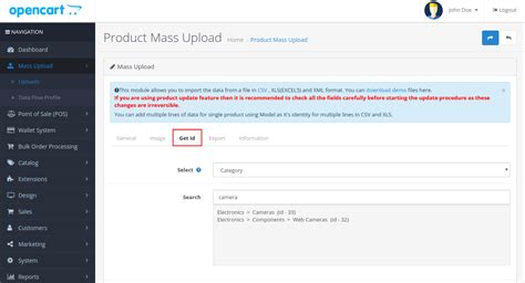 Opencart Csv Xml Xls Bulk Import Product Mass Upload