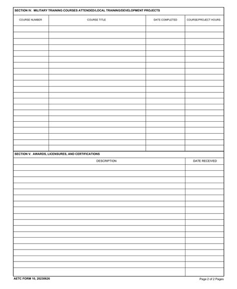 Aetc Form 10 Download Fillable Pdf Or Fill Online Instructor Training