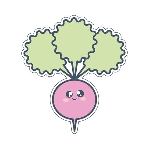 Kawaii Beetroot Sticker Premium Vector