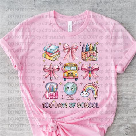 100 Days Of School Elements Collage Dtf Transfer Custom Printed Tees