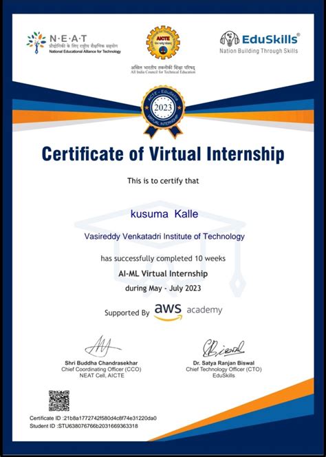 Kusuma Kalle On Linkedin Im Happy To Share That Ive Obtained A New Certification Ai Ml Virtual