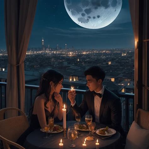 Premium Photo Romantic Couple In Moonlight Night