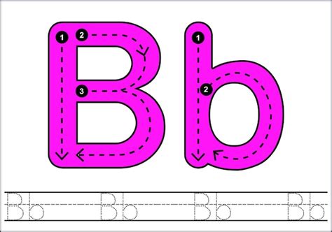 아이들을 위한 영어 알파벳 학습 Letter B 편지 추적 프리미엄 벡터