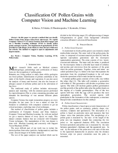 classification of pollen grains with computer vision and machine learning