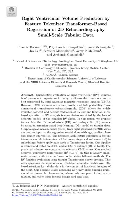 Pdf Right Ventricular Volume Prediction By Feature Tokenizer