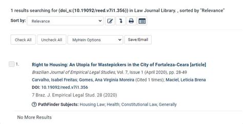 Searching For A Digital Object Identifier Doi Number In Heinonline
