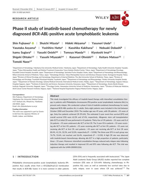 Pdf Phase Ii Study Of Imatinib Based Chemotherapy For Newly Diagnosed