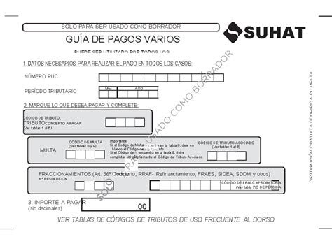Ejemplo Guia Para Pagos Varios F 1662 Solo Para Ser Usado Cono