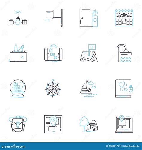 Location Markers Linear Icons Set Geolocation GPS Coordinates Map