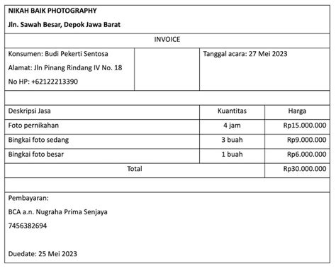 Contoh Invoice Jasa Untuk Berbagai Jenis Usaha Yang Mudah Ditiru
