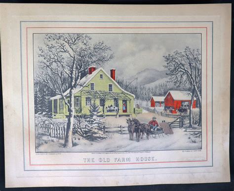 Framed Colored Print Titled The Old Farmhouse Published By Currier