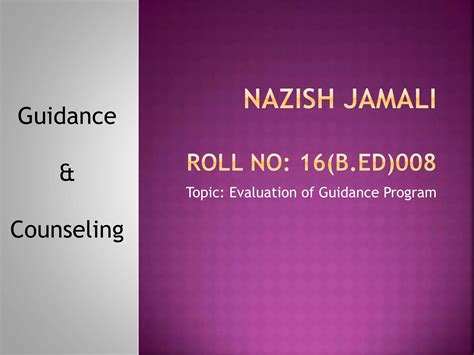 Evaluation Of Guidance Program Pptx