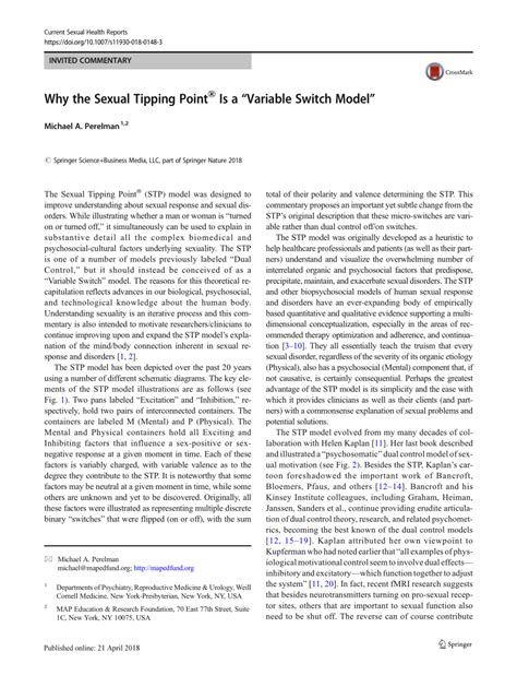 Pdf Why The Sexual Tipping Point® Is A “variable Switch Model”