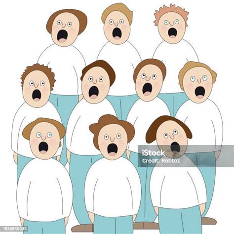 어린이 합창단 함께 노래하는 사람들의 그룹 벡터 일러스트 레이 션 노래에 대한 스톡 벡터 아트 및 기타 이미지 노래 성가