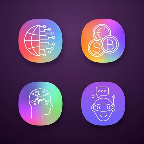 Artificial Intelligence App Icons Set Ui Ux User Interface Big Data