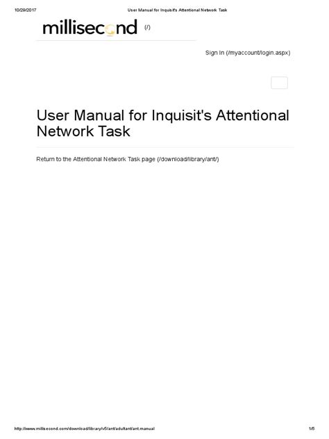 User Manual For Inquisits Attentional Network Task Pdf Attention Cognitive Science
