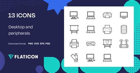 Desktop And Peripherals Icon Pack Outline 13 Svg Icons