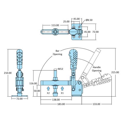 Vtc 50125 Ub Vertical Hold Down Action Flanged Base U Bar