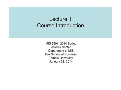 Ppt Lecture 1 Course Introduction Powerpoint Presentation Free