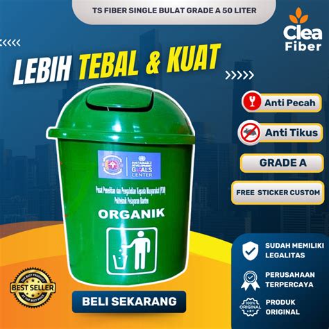 Jual TEMPAT SAMPAH FIBERGLASS 50 LITER BULAT TEMPAT SAMPAH ORGANIK DAN