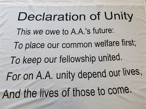 Declaration Of Unity Banner Alcoholics Anonymous Aotearoa New Zealand