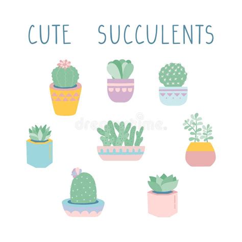 Sistema Del Ejemplo De Los Cactus Y De Los Succulents Del Vector