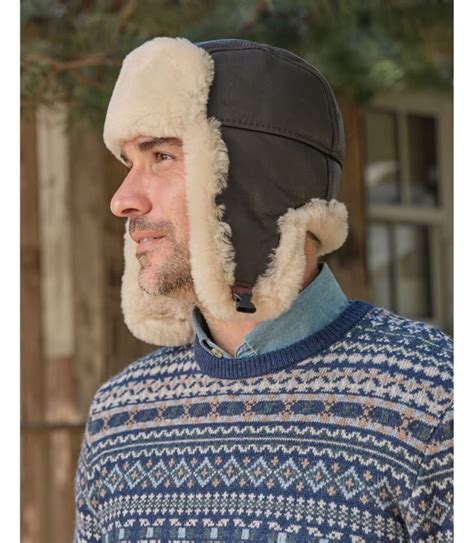Dark Brown Mens Sheepskin Hat Woolovers Uk