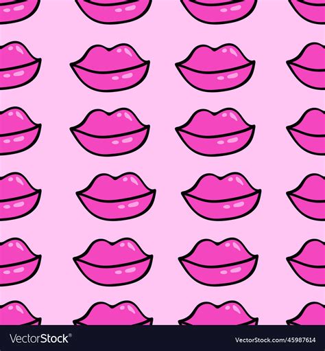 Hand Drawn Female Lips Seamless Royalty Free Vector Image